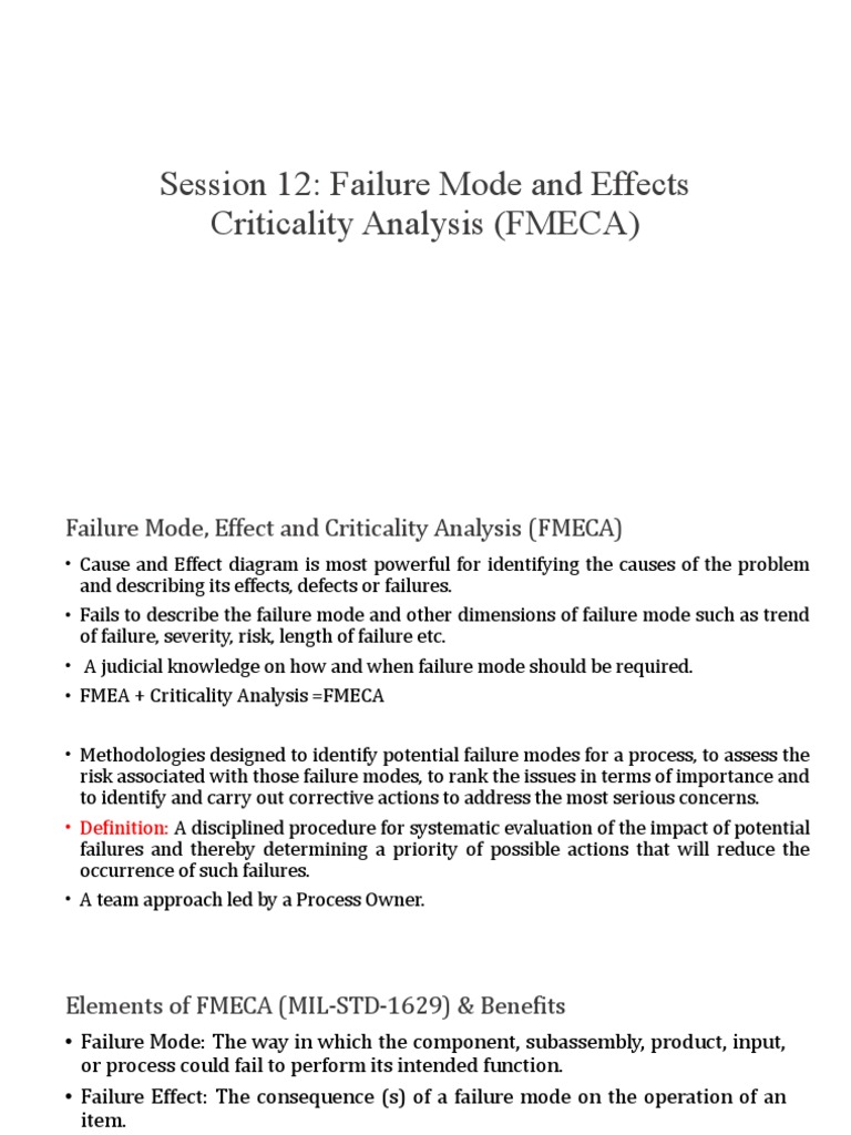 Session 12: Failure Mode and Effects Criticality Analysis (FMECA) | PDF ...
