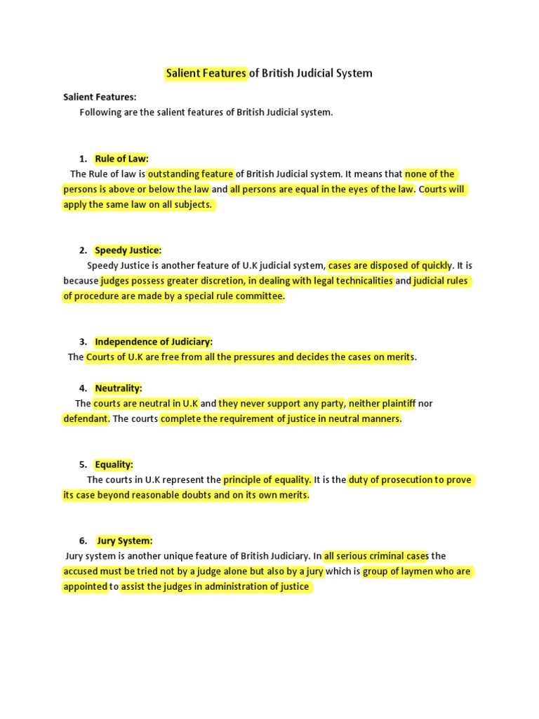 Key Features of the UK Judicial System | PDF
