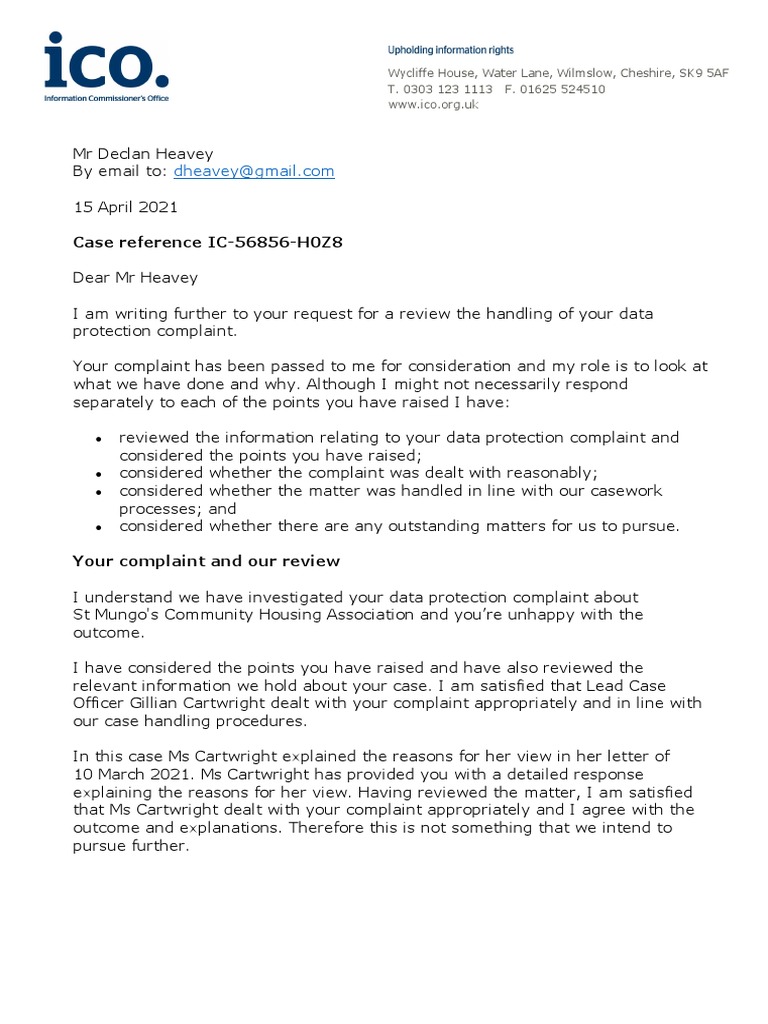 ICO Letter | PDF | Policy | Common Law