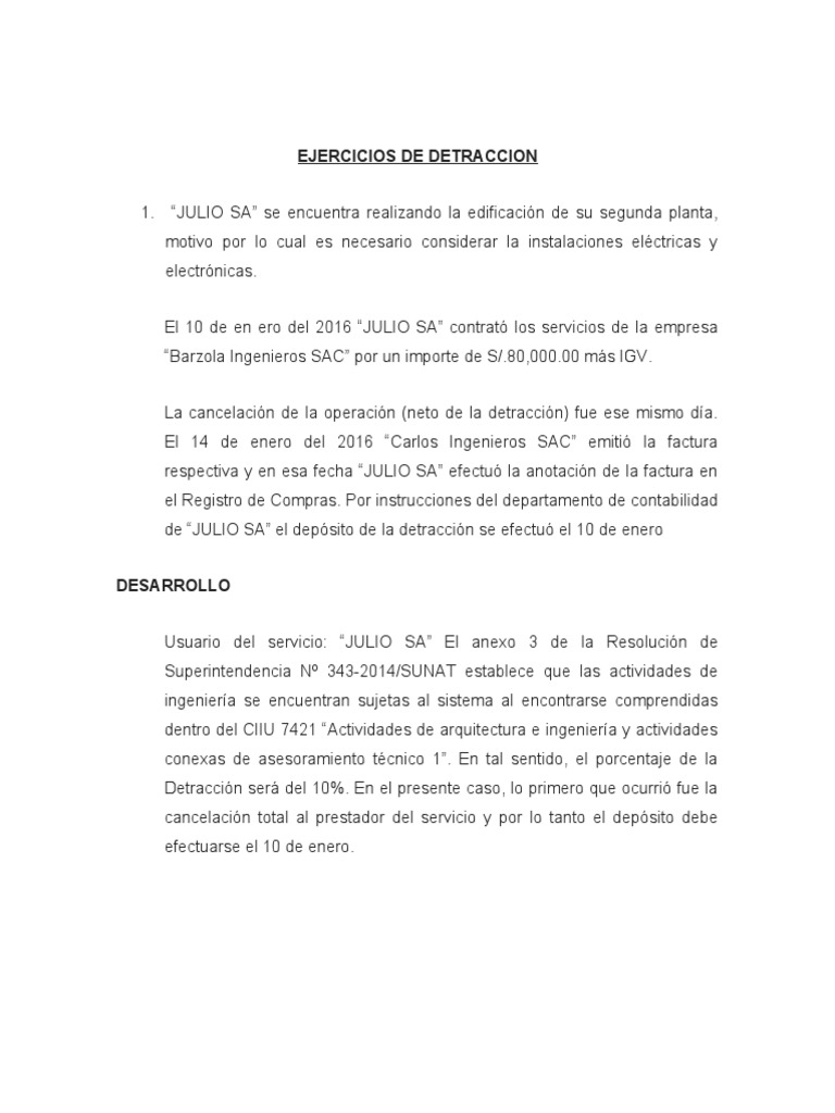 Ejercicios de Detraccion | PDF | Contabilidad | Economias Ejercicios de Detraccion | PDF | Contabilidad | Economias
