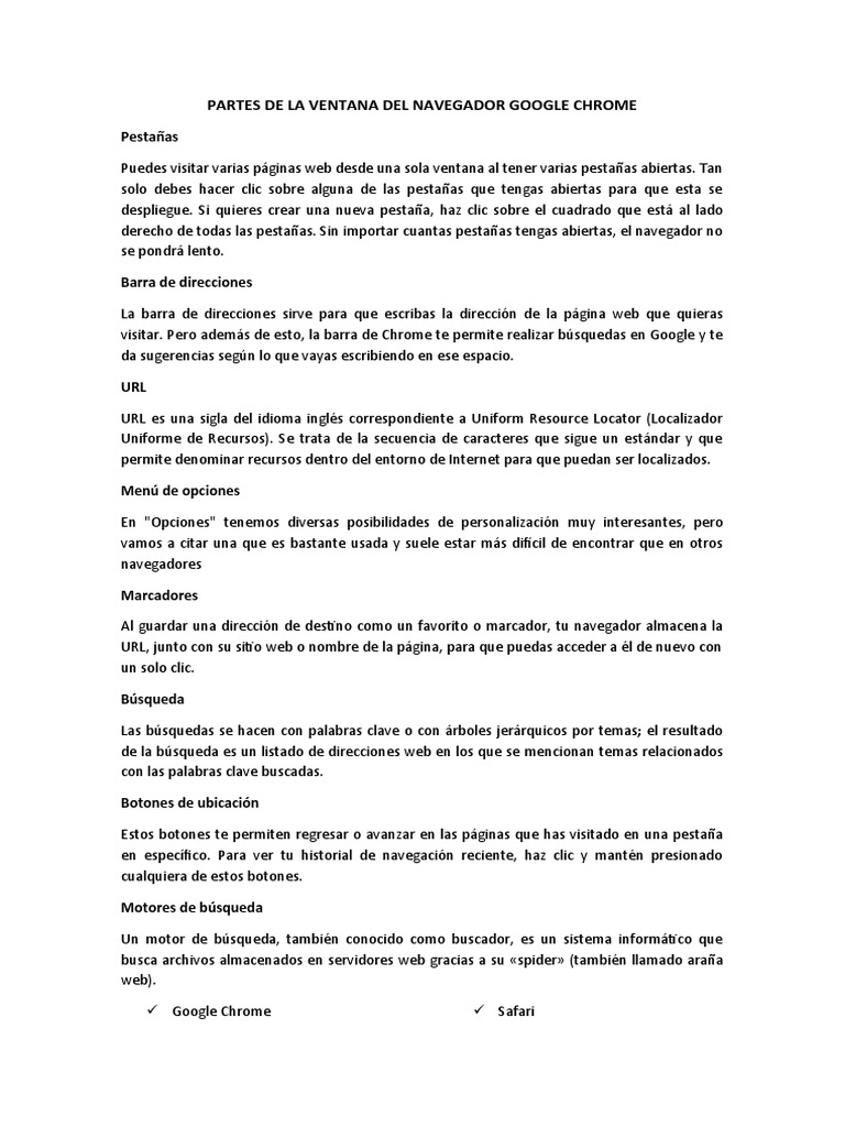 Partes de La Ventana Del Navegador Google Chrome | PDF