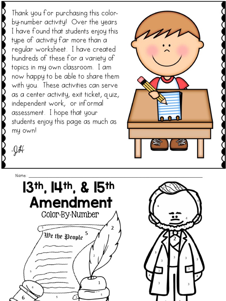 13th14thand15thAmendmentsColorByNumber 1 | PDF | Thirteenth Amendment ...