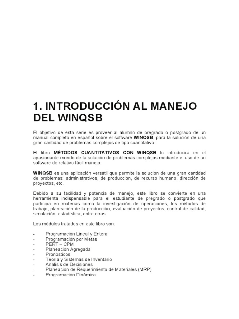 Analisis Cuantitativo Win QSB | PDF | Programación lineal | Software
