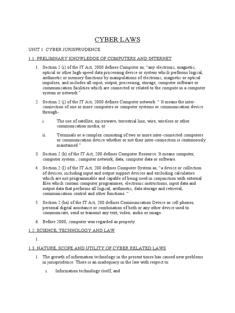 Cyber Law: Jurisprudence and Scope | PDF | Personal Jurisdiction ...