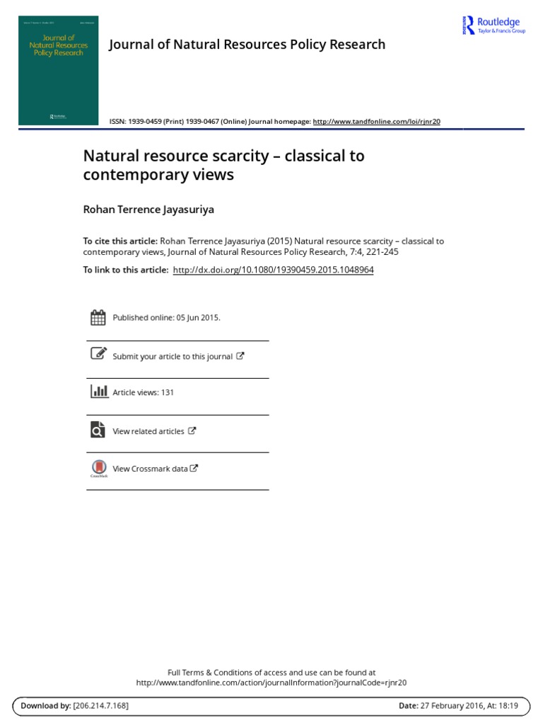Natural Resource Scarcity: A Review | PDF | Economic Growth | Economics