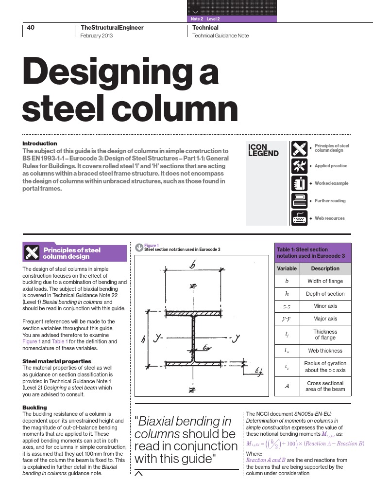 Designing A Steel Column - IStructE | PDF | Buckling | Bending