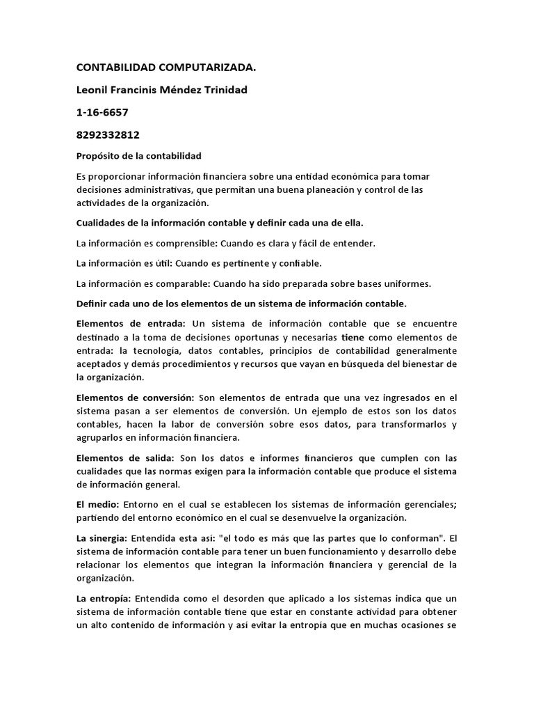 Fundamentos de Contabilidad Computarizada | PDF | Contabilidad ...