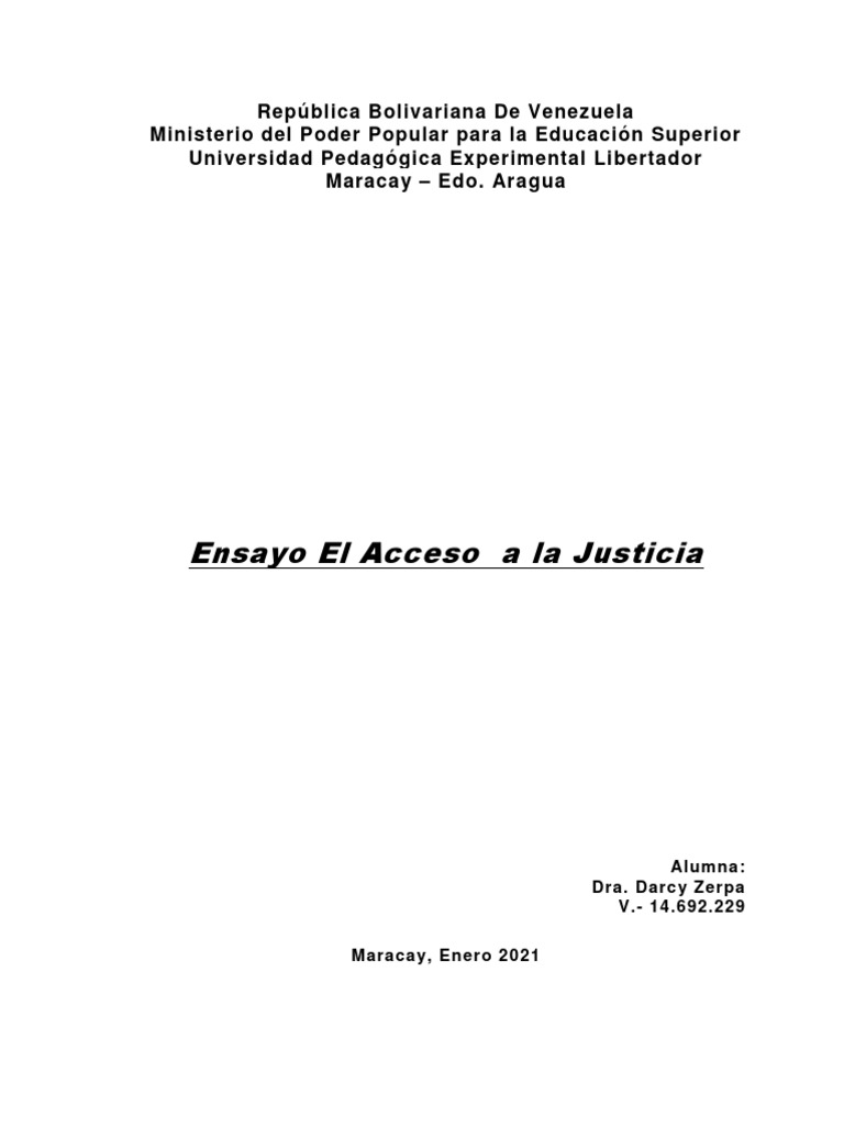 Ensayo Acceso A La Justicia | PDF | Justicia | Crimen y violencia
