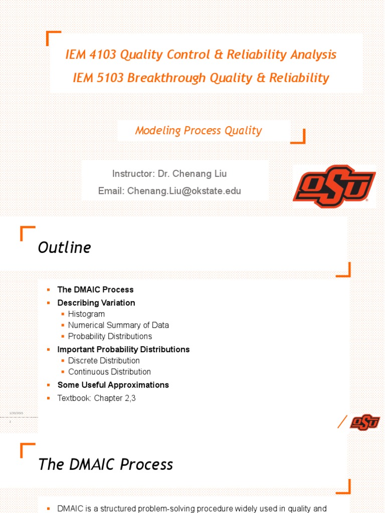 IEM 4103 Quality Control & Reliability Analysis IEM 5103 Breakthrough ...