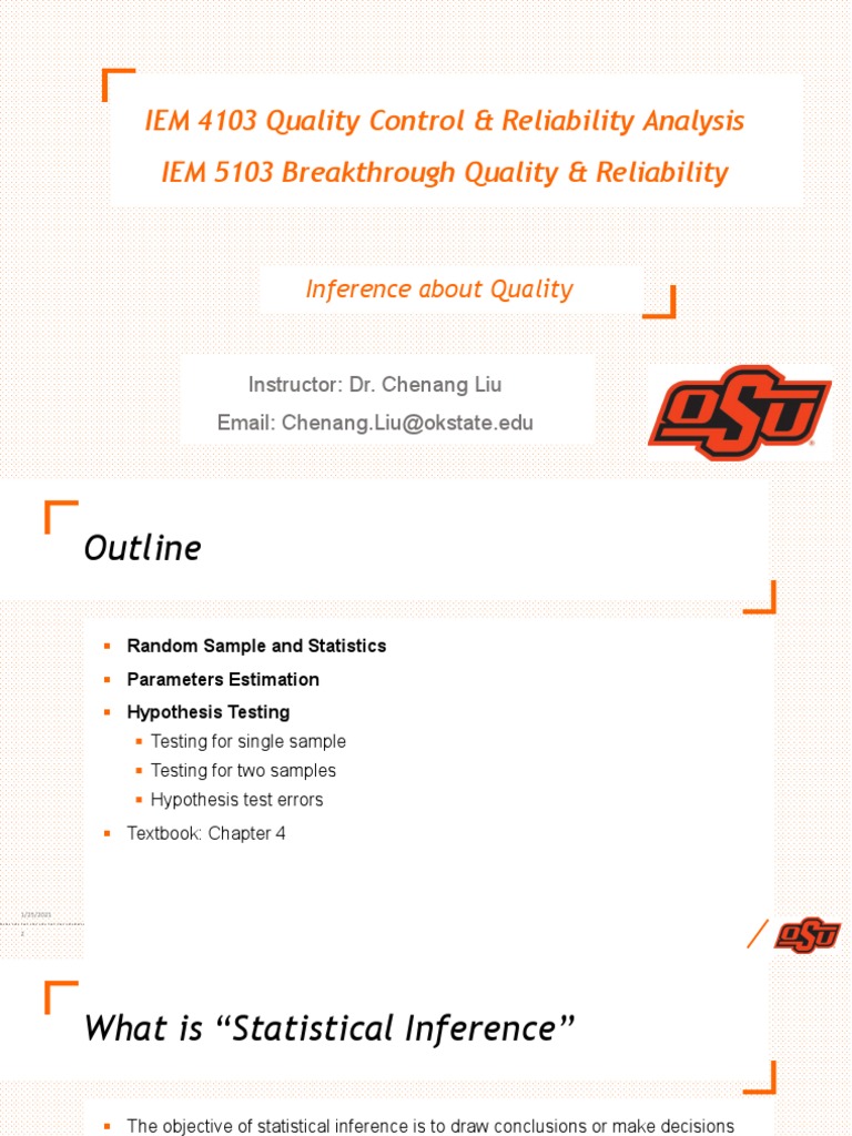 IEM 4103 Quality Control & Reliability Analysis IEM 5103 Breakthrough Quality & Reliability ...