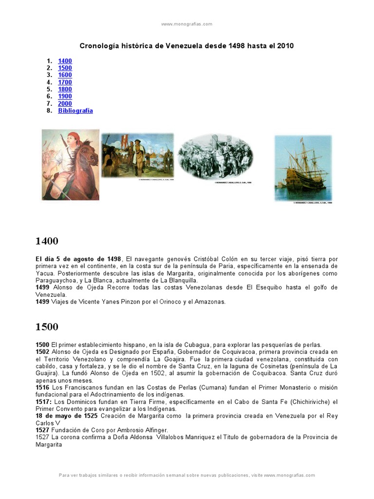 VENEZUELA Cronologia Historica 1498 2010 | PDF | Hugo Chavez | Política ...