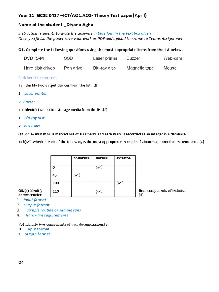 Year 11 IGCSE 0417 Theory Paper | PDF | Router (Computing) | Computer ...