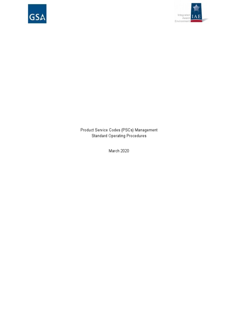 Product Service Codes (PSCS) Management Standard Operating Procedures ...