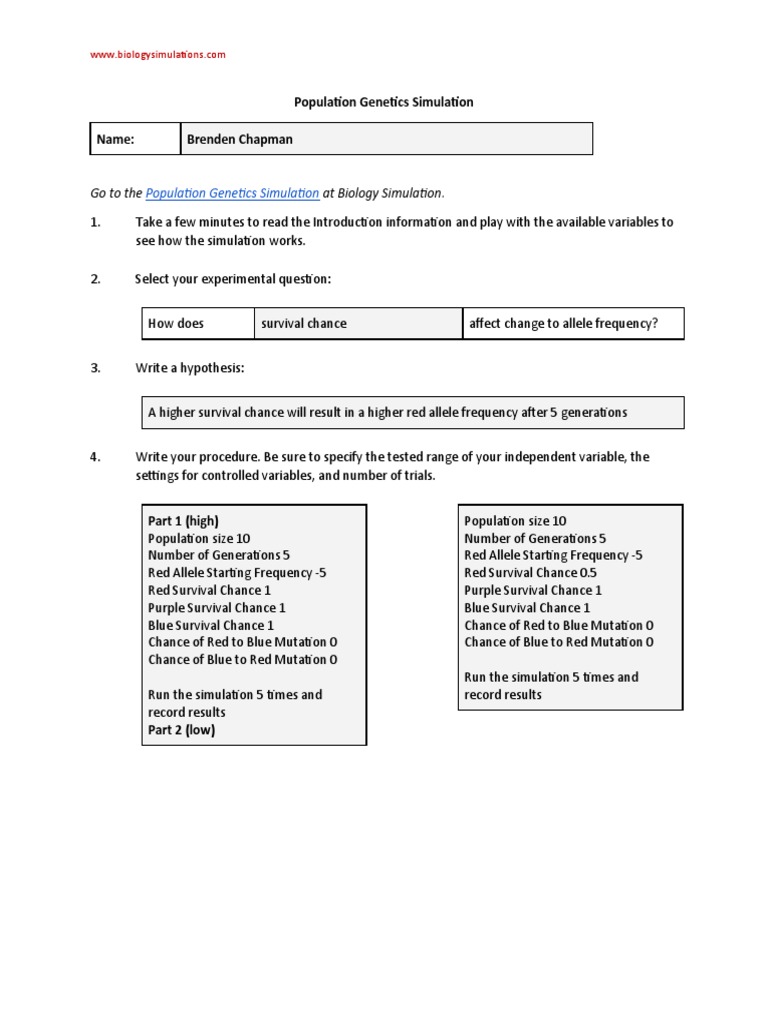 Population Genetics Simulation | PDF | Population Genetics | Genetics
