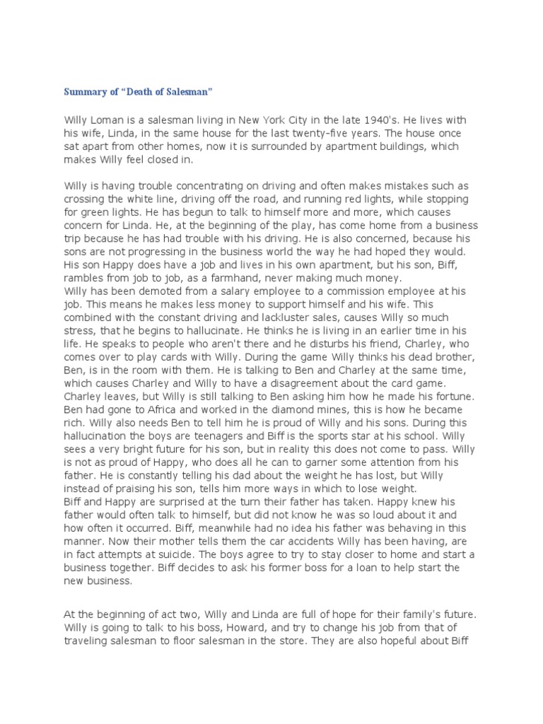 Summary of "Death of Salesman" | PDF