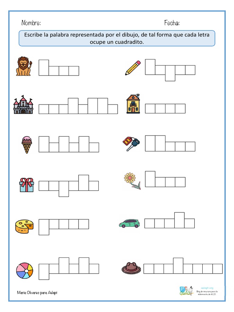 Escribe Las Palabras Dibujo | PDF