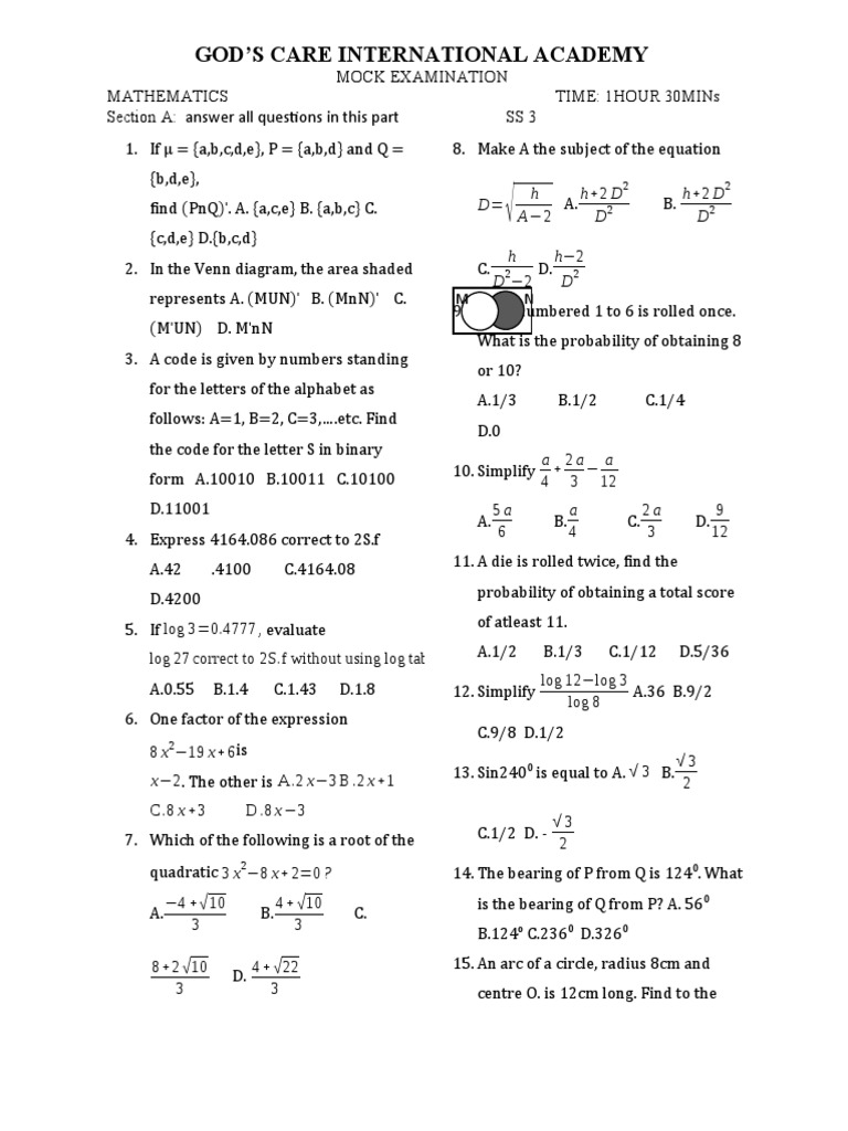 SS2 Corrected | PDF | Logarithm | Elementary Mathematics