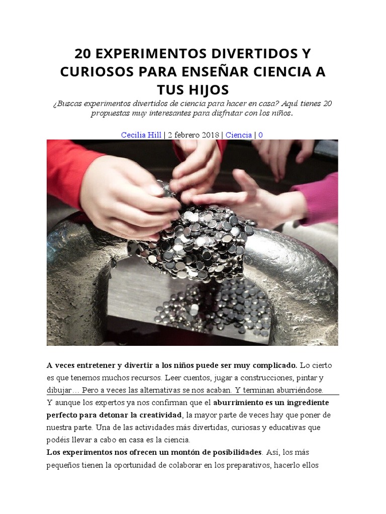 20 Experimentos Divertidos y Curiosos para Enseñar Ciencia A Tus Hijos ...