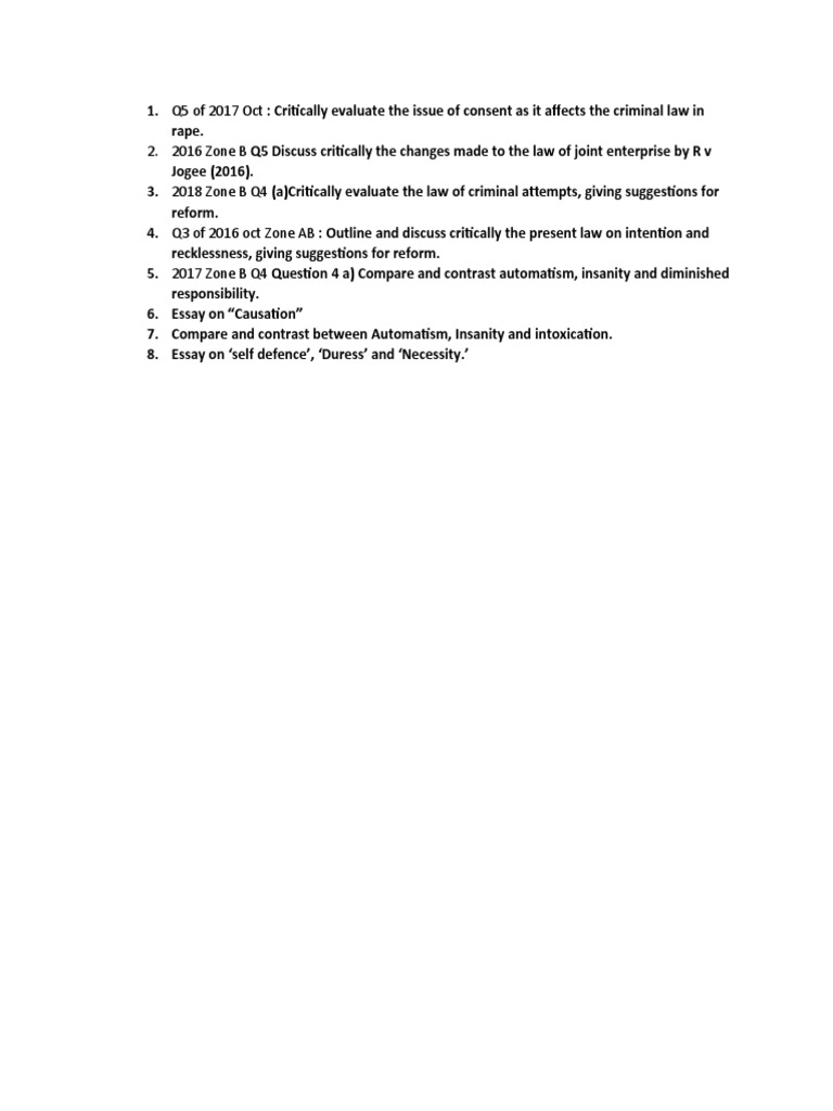Sample Essay Question Criminal Law | PDF