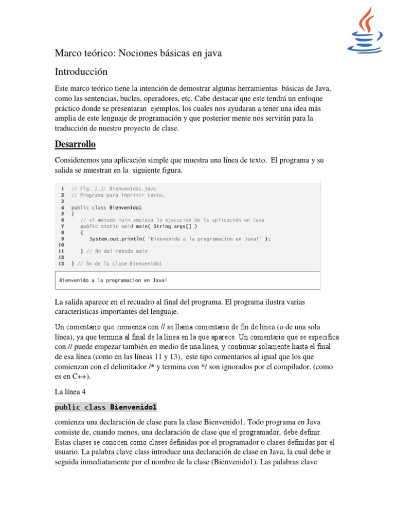 Java nociones básicas | PDF | Java (lenguaje de programación) | Tipo de datos