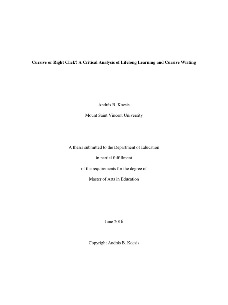 Andras Kocsis MAEd Thesis 2016 | PDF | Cognition | Communication