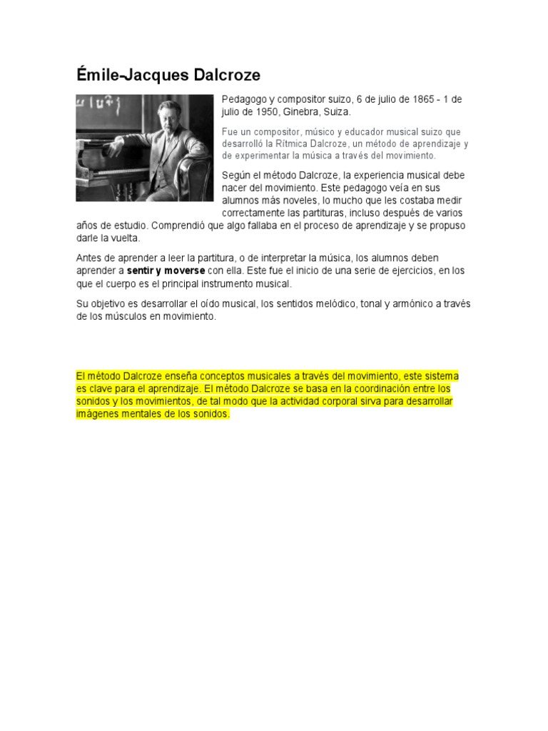 Método Dalcroze: Aprendizaje Musical Activo | PDF | Arte