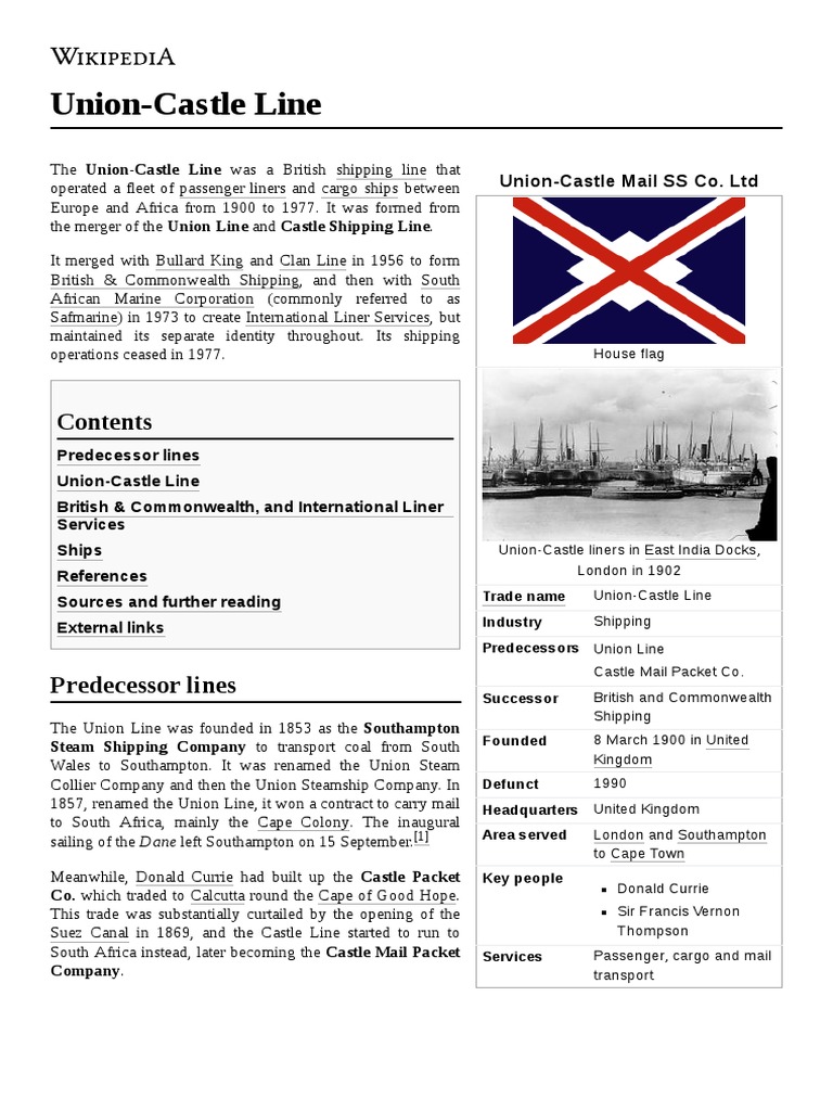 Union Castle Line | PDF | Shipping | Ships