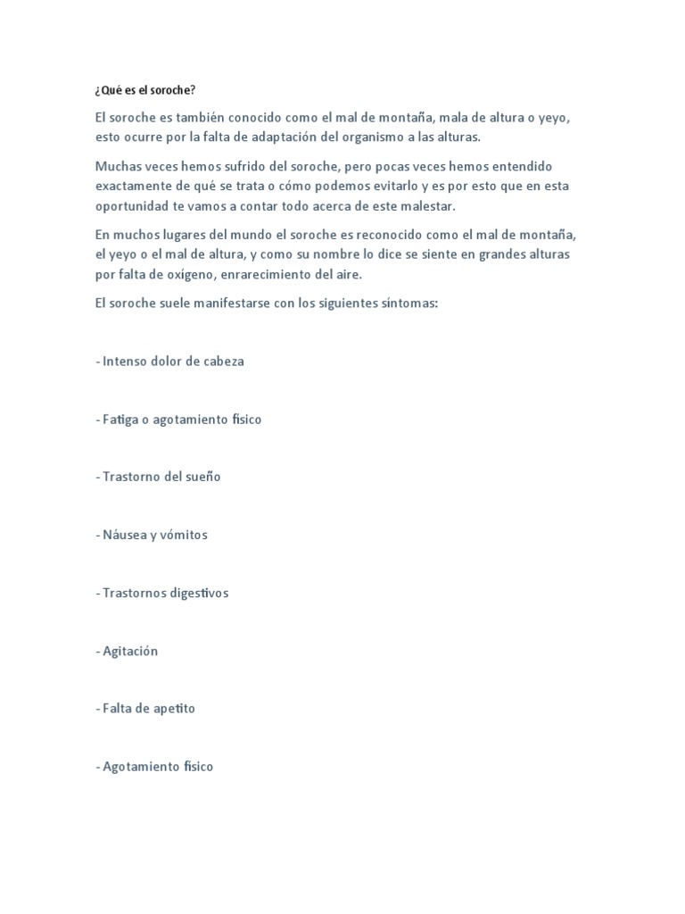 Qué Es El Soroche | PDF