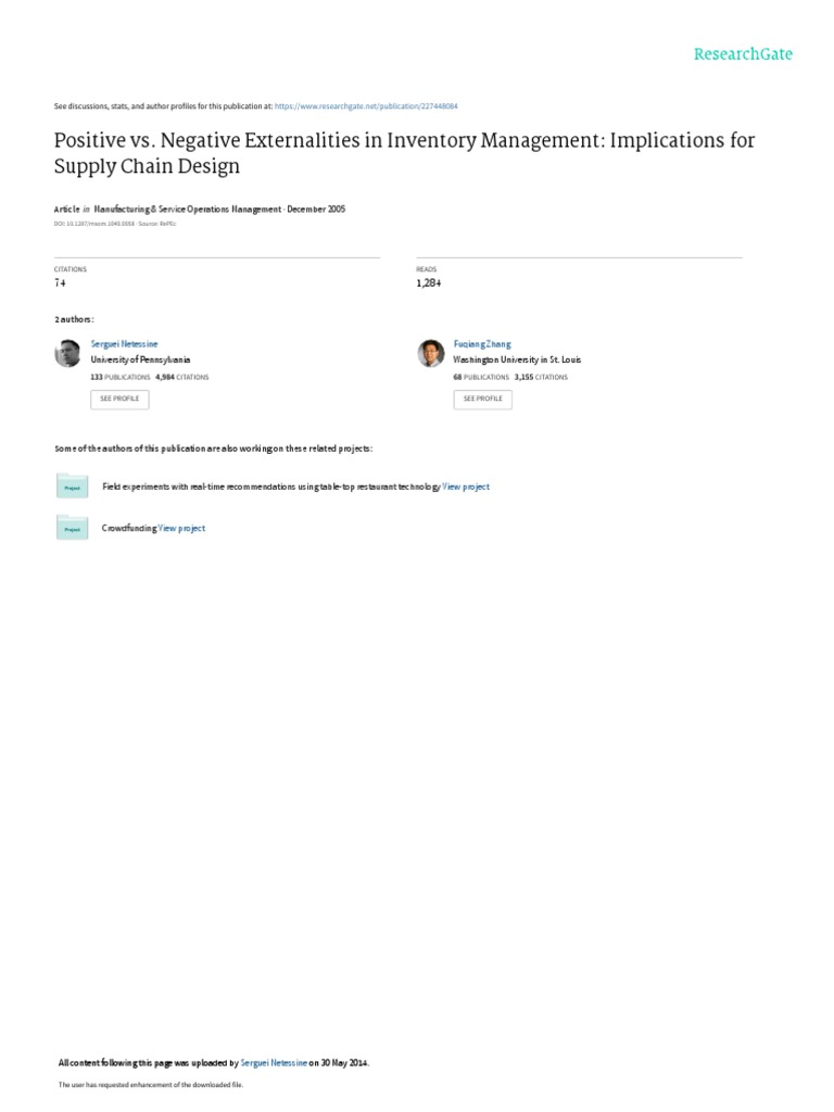 Positive Vs Negative Externalities in Inventory Ma | PDF | Externality ...