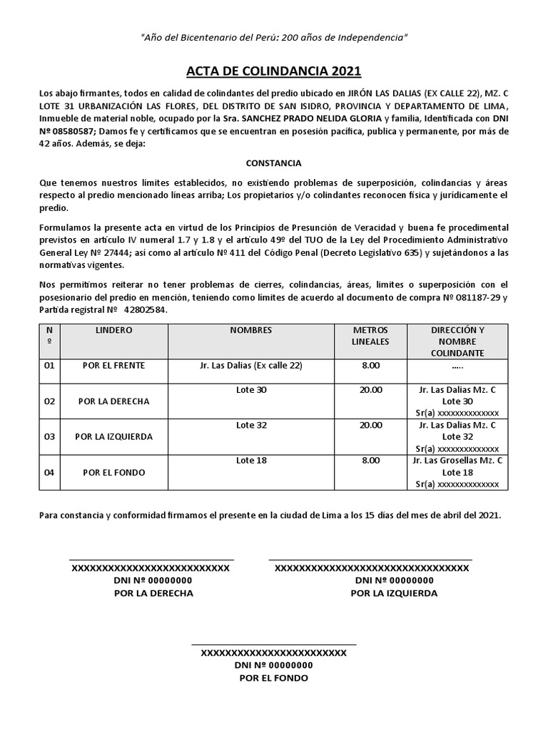 Acta De Colindancia 2021 Pdf Justicia Crimen Y Violencia