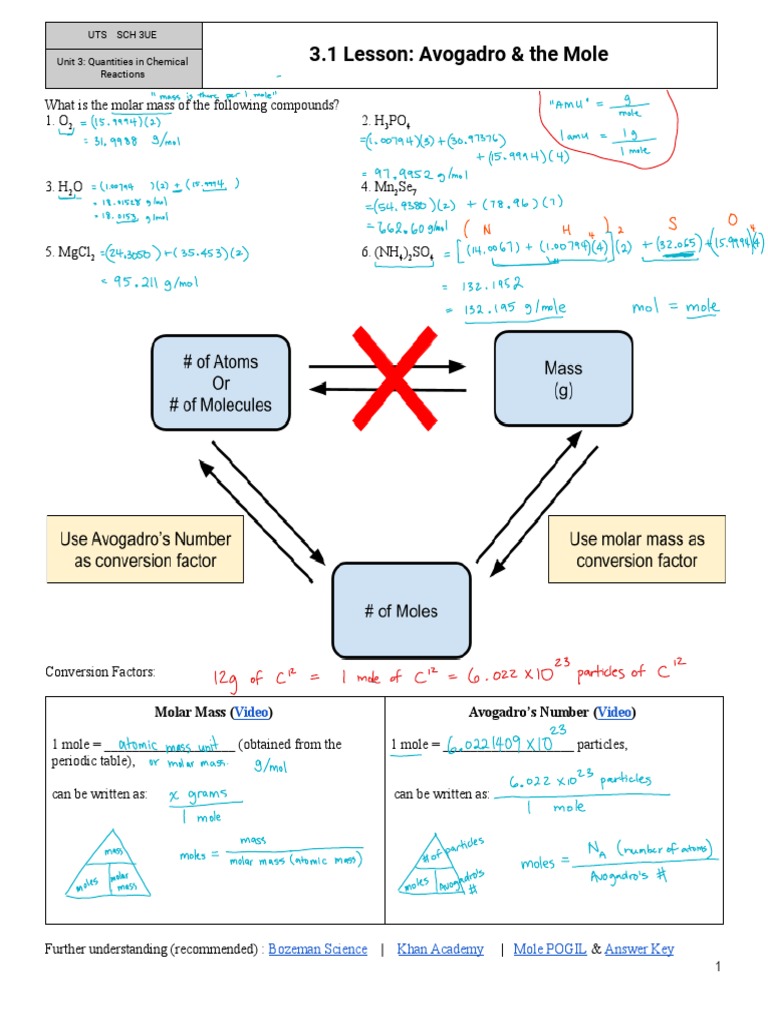 3.1 Notes - Avogadro & The Mole | Download Free PDF | Mole (Unit ...