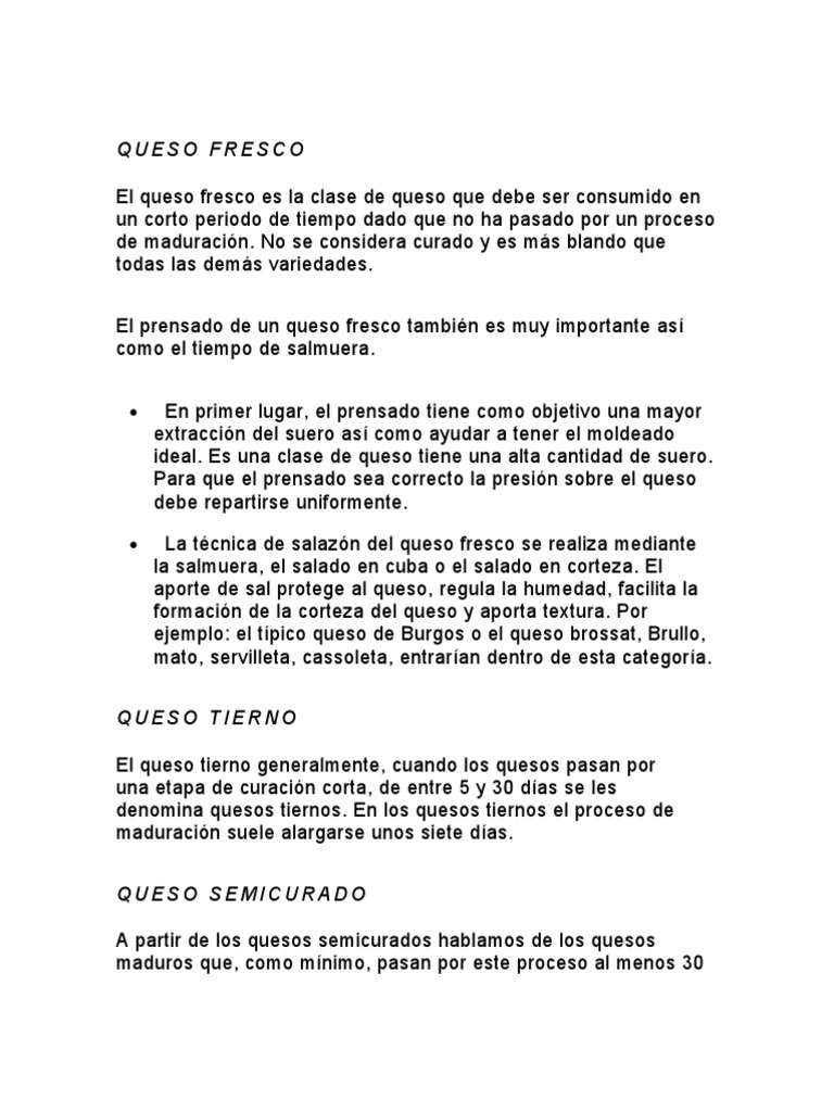 Tipos de Queso | PDF | Queso | Leche