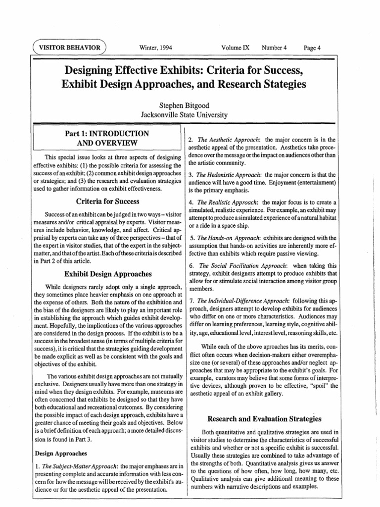 Designing Effective Exhibits: Criteria For Success, Exhibit Design ...