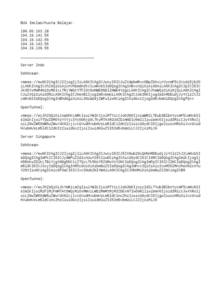 BUG Kuota Belajar Akun Vmess | PDF