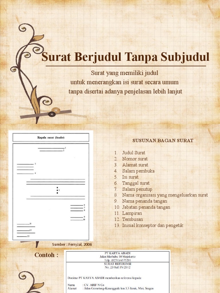 Contoh Surat Berjudul Resmi | PDF | Karier & Perkembangan | Kajian ...