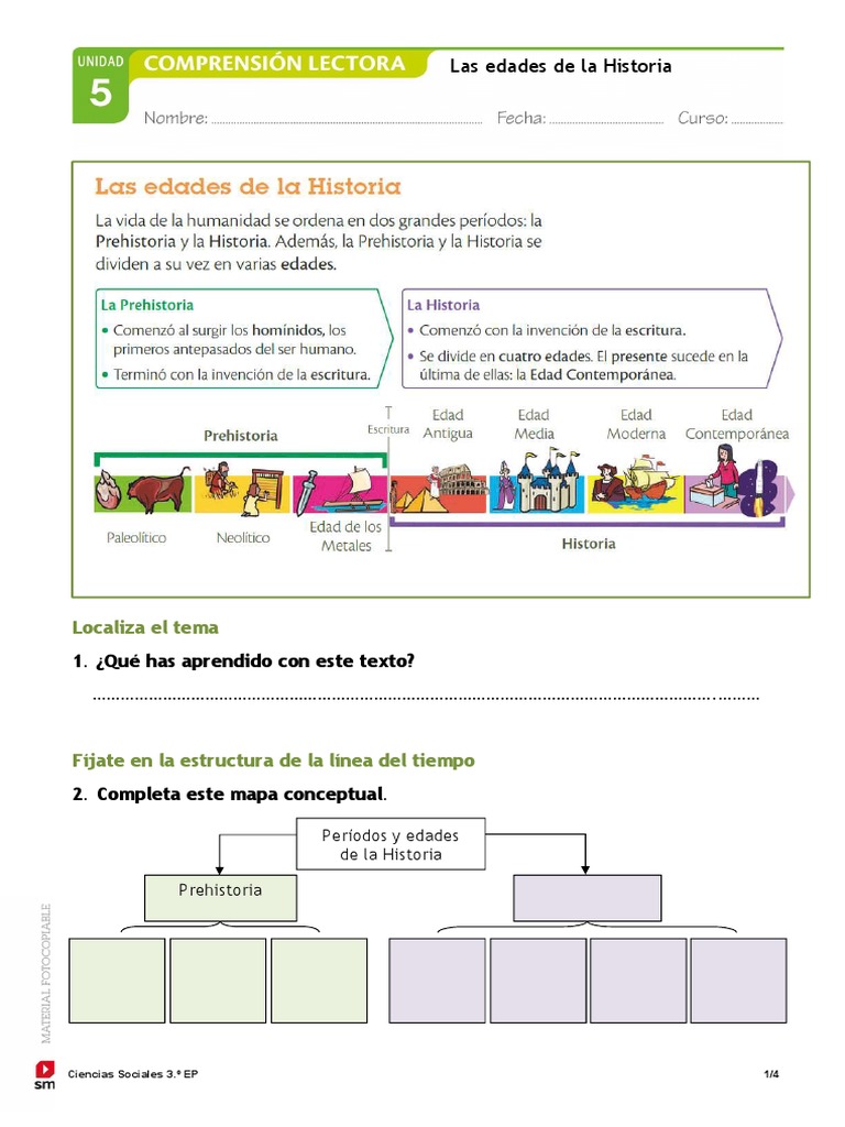 Las Edades de La Historia. CL 3º Ficha2 Sociales | PDF