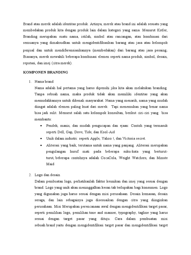 Komponen Utama Branding Produk | PDF