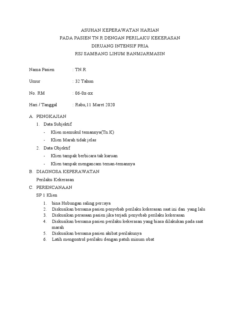 Resume Perilaku Kekerasan | PDF