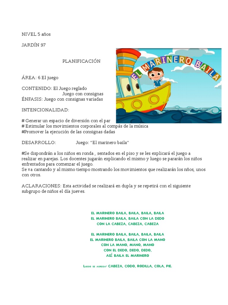 Juego El Marinero Baila | PDF | Cocina, comidas y vino