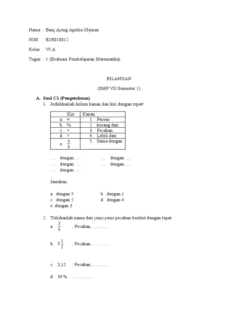 Contoh Soal C1, C2, C3, C4, C5, Dan C6 Berdasarka Taksonomi Bloom | PDF