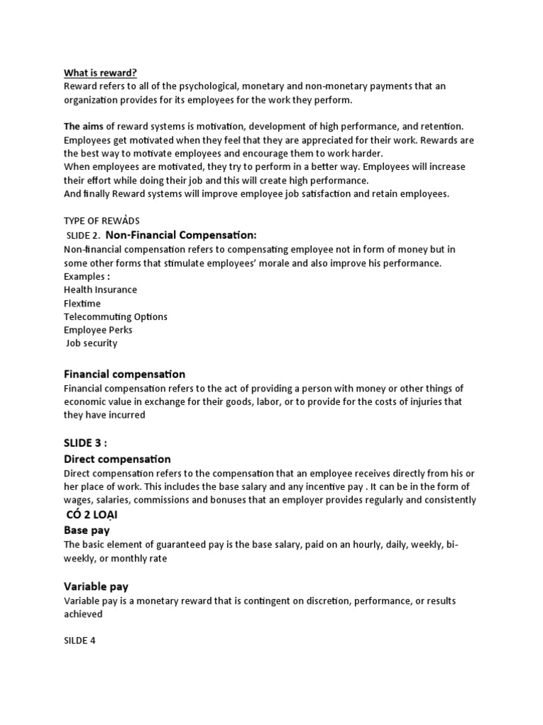 Non-Financial Compensation:: What Is Reward? | Download Free PDF ...