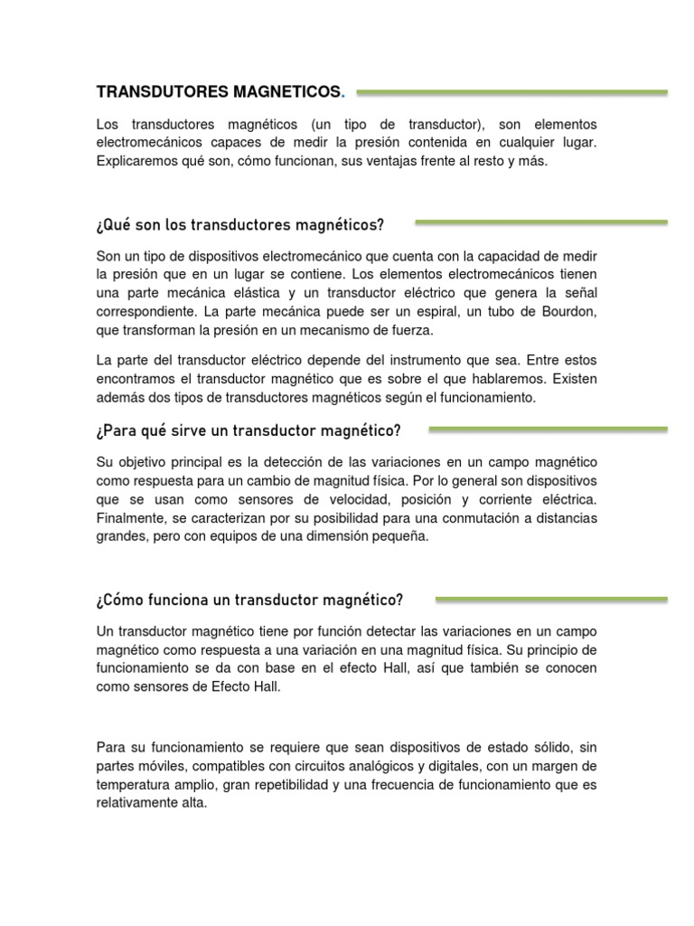 Transdutores Magneticos | PDF | Campo magnético | Sensor