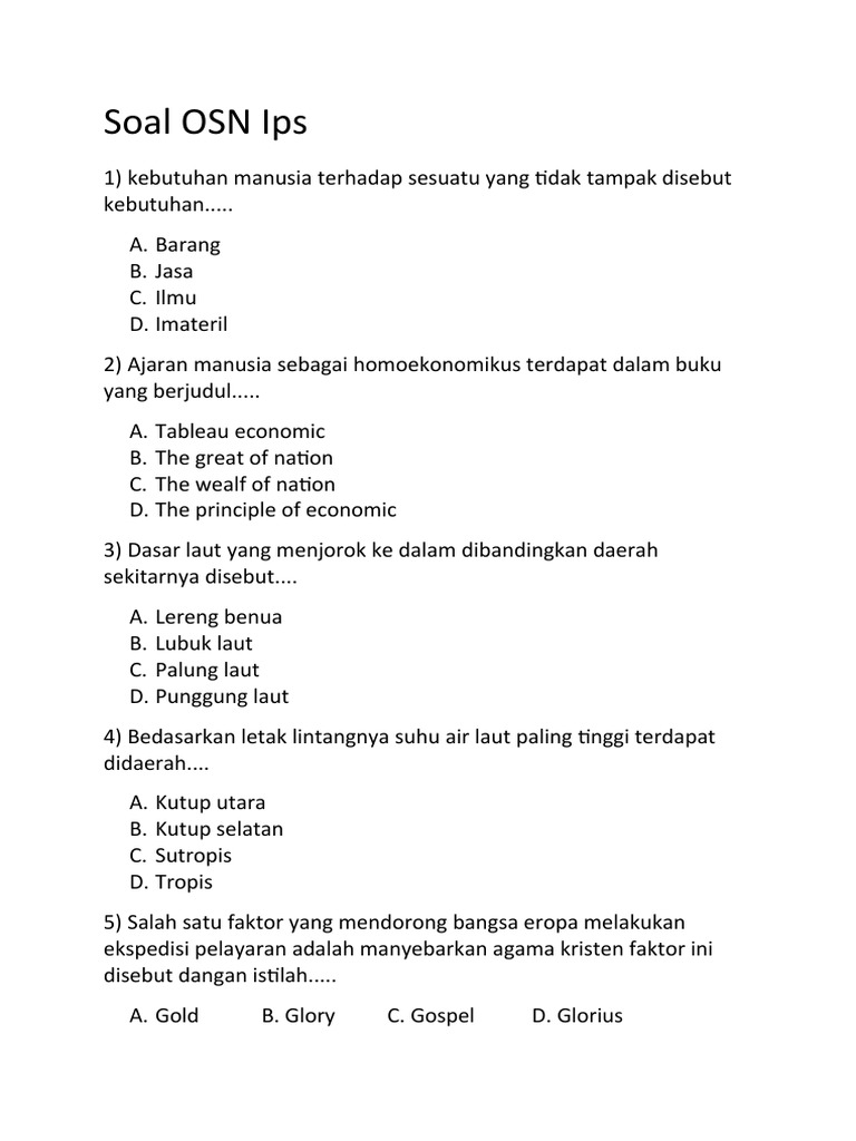 Soal OSN IPS untuk SD | PDF