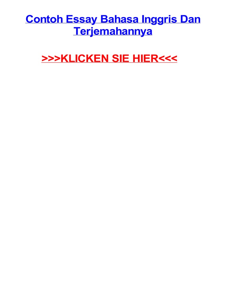 Contoh Essay Bahasa Inggris Dan Terjemahannya | PDF