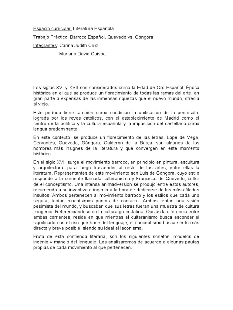 Góngora Vs Quevedo 1 1 | PDF | Barroco | Sonetos