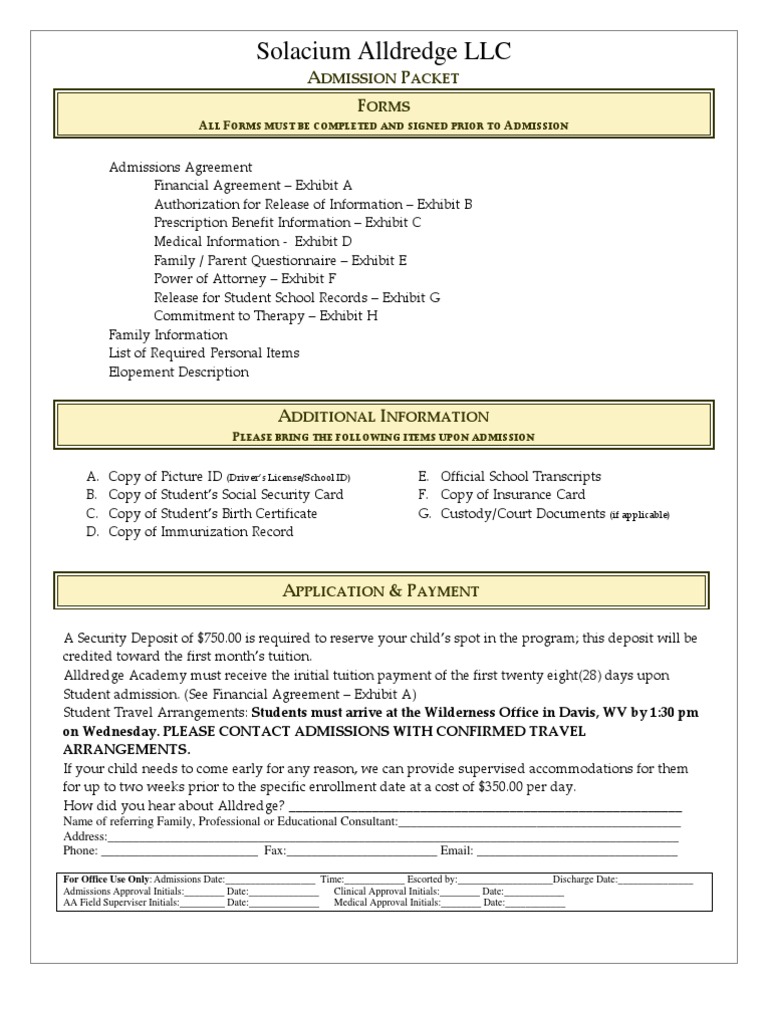 Alldredge Academy Admission Packet | PDF | Credit Card | Pharmacy