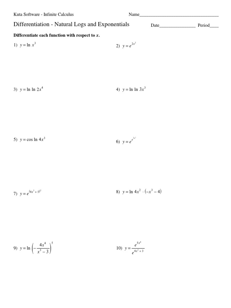 03 - Chain Rule With Natural Logs Exps | PDF | Mathematical Concepts ...