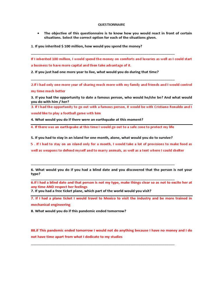 Questionnaire Second Cond | PDF