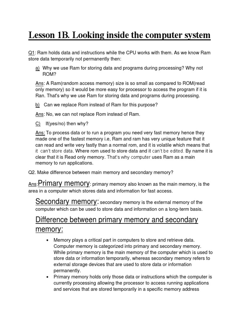 Understanding computer memory and the need for utility software | PDF | Computer Data Storage ...
