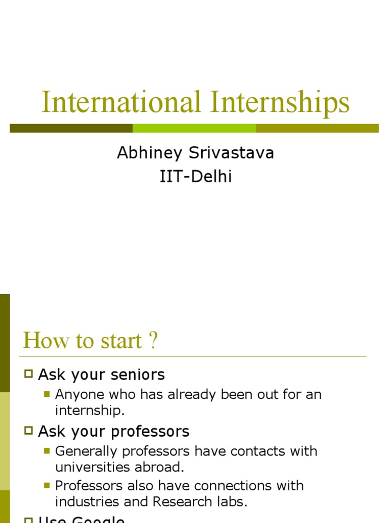 International Internships: Abhiney Srivastava IIT-Delhi | PDF ...